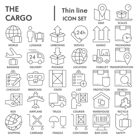 Photo of Cargo thin line SIGNED icon - ID:118168338 - Royalty Free ...