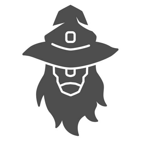 Wizard solid icon, Halloween concept, head of wizard or sorcerer sign ...
