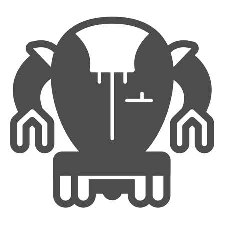 Modern Japanese robot solid icon, asian robotics concept, asian bot vector sign on white ...