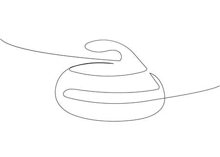 Curling stone one line art. Continuous line drawing of sport, winter ...