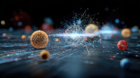 Quantum computing visual with particles, floating algorithms, and ...