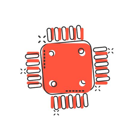 Computer cpu icon in comic style. Circuit board cartoon vector ...