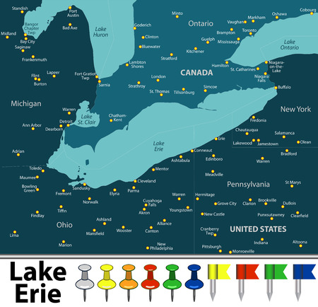 Vector of Vector map of Lake Erie with - ID:103742582 - Royalty Free ...