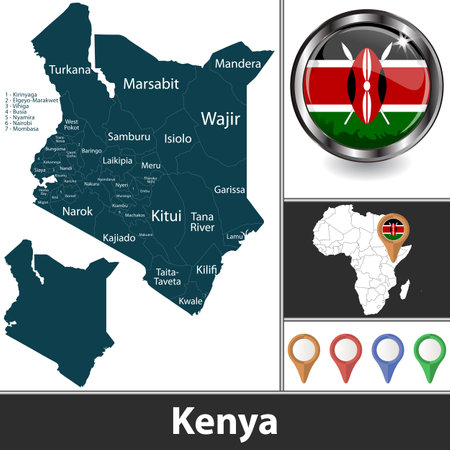 Vector of Map of Kenya with counties and - ID:1-170072141 - Royalty ...
