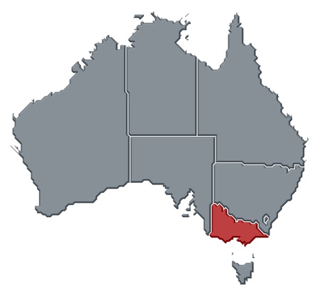 Political map of Australia with the several states where Victoria is ...