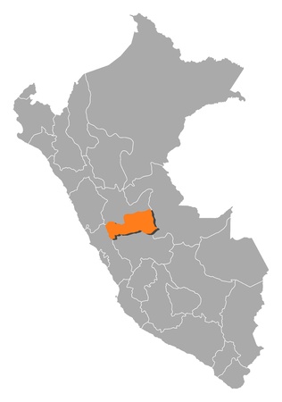 Political map of Peru with the several regions where Pasco is ...