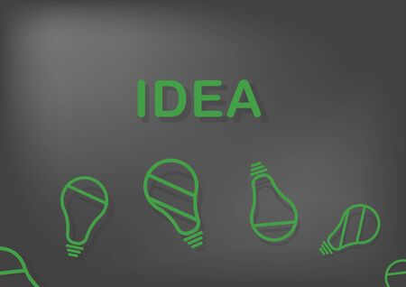 Creative idea background on black background. Green bulb light for ...