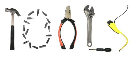 Word TOOLS made out of tools and hardware. DIY, home improvement ...