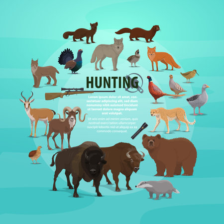 Vector of Hunting animal poster with - ID:1-109367743 - Royalty Free ...