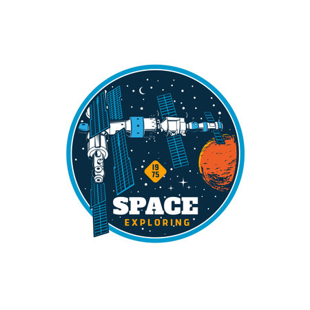 Orbital station icon. Space exploration vector icon or cosmos discovery ...