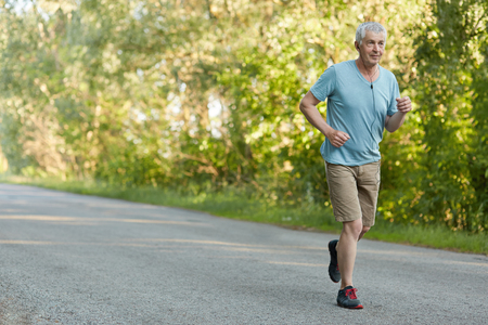 People, retirement and sport motivation concept. Healthy fit grey ...