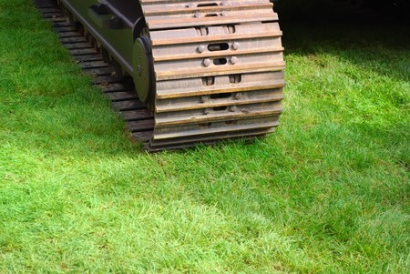 Industry treads on nature. Iron and grass very closeの写真素材 [40004169536 ...