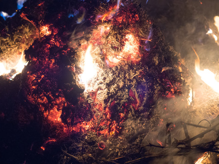 the bonfire burns the fire with a blue flame the heat energy is heat is ...