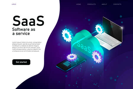 Software as a Service SaaS program. IT mainframe infrastructure website ...