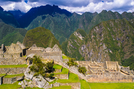 Old town of the ancient civilization over the mountains in Peru - Stock ...