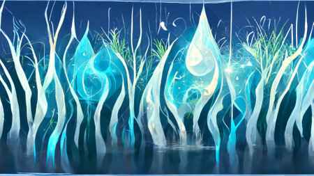Water magic environment particle renderings - Stock Image - Everypixel