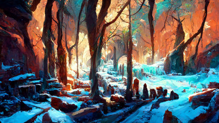 Mayan civilization Snow and ice forest land cave - Stock Image - Everypixel