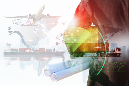 business of worldwide cargo transport or global business commerce ...