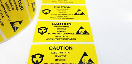 Photo of Yellow caution label,Standard - ID:1-132079004 - Royalty Free ...