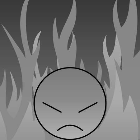 Angry emotion face in grayscale with fire 05 - Stock Image - Everypixel