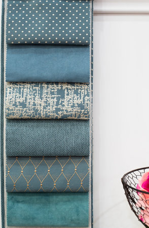 Blue curtains fabric pattern palette texture samples as abstract ...