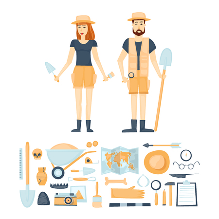 Vector of Archeology. Archaeologists man - ID:57229397 - Royalty Free ...