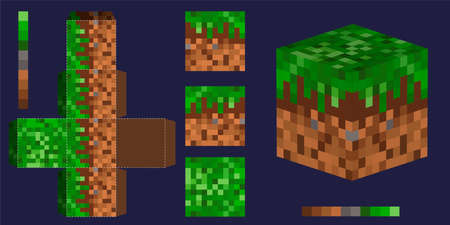 Big Set Papercraft Mini Dirt Block. Papercraft 5 Classic Blocks. Bricks ...