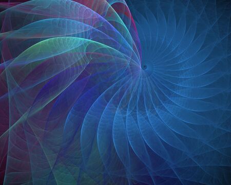 Colorful textured blue shell, spirals outward as soft colors enhance ...