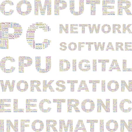 COMPUTER. Word collage on white background. Vector illustration ...