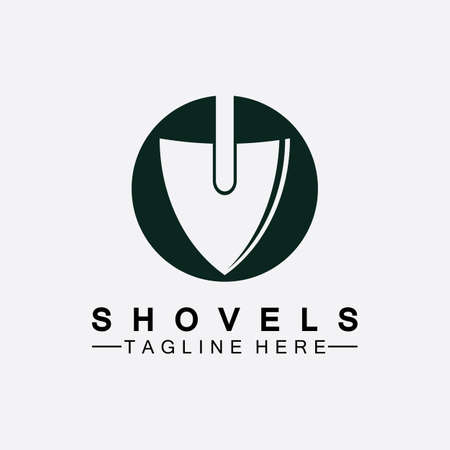 Shovel logo vector icon symbol illustration design.Shovel icon isolated ...