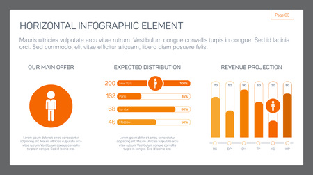 Editable template of presentation slide representing horizontal ...