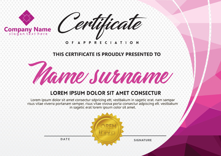 certificate template with polygonal style and modern pattern vector for ...