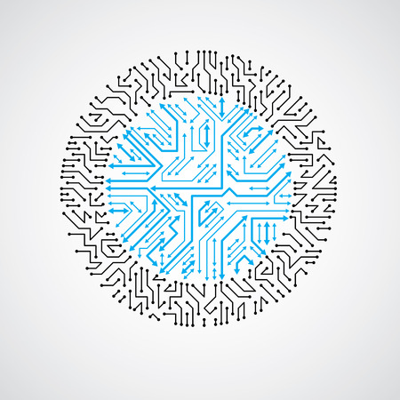 Technology communication cybernetic element with arrows. Vector ...