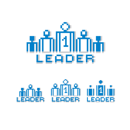 Vector pixel icon isolated, 8bit graphic element. Leader concept ...