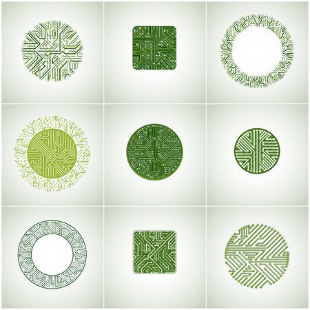 Collection of vector microchip designs, cpu. Information communication ...