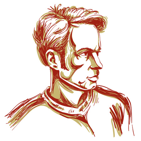 Vector art drawing, portrait of man blaming somebody, this is no good ...