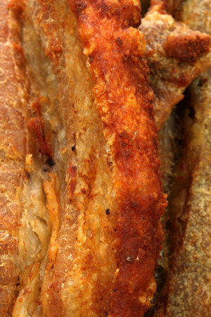 fried delicious mexican chicharron carnudo or fried mexican pork skin ...