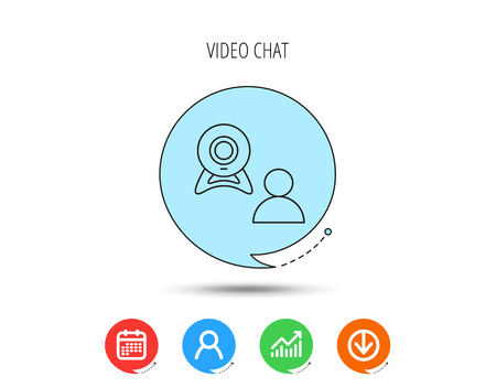 Video chat icon. Webcam chatting sign. Web conference symbol. Calendar ...