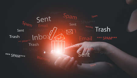 Email concept with laptop spam and virus computer monitor internet ...