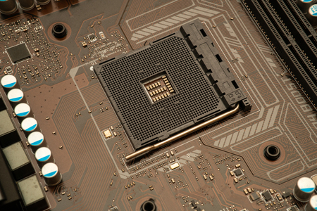 Technology background with computer server semiconductor processors CPU ...