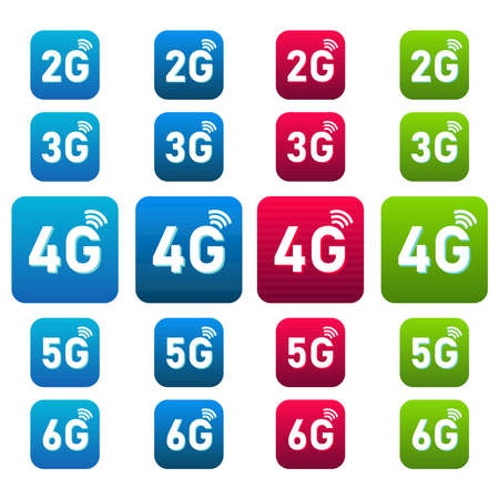 Vector of 2g, 3g, 4g, 5g, 6g icon set - ID:164870722 - Royalty Free ...