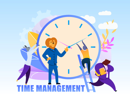 Vector of Time Management Flat Cartoon - ID:1-125182864 - Royalty Free ...