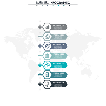 Business data, chart. Abstract elements of graph, diagram with 7 steps ...