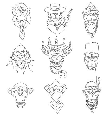 Vector of Set of gangster monkeys - ID:1-128348041 - Royalty Free Image ...