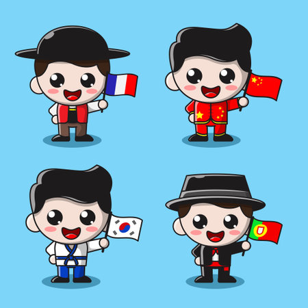 Vector of cartoon citizen holding flag - ID:1-160602038 - Royalty Free ...