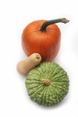 Pumkins and squash of different types: Butternut, Marina di Chioggia ...
