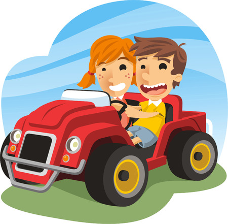 Vector of Children driving toy carm with - ID:33743893 - Royalty Free ...