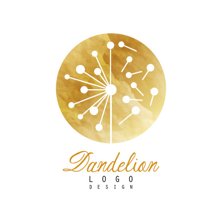 Luxury dandelion design template. Textured golden emblem with wild ...