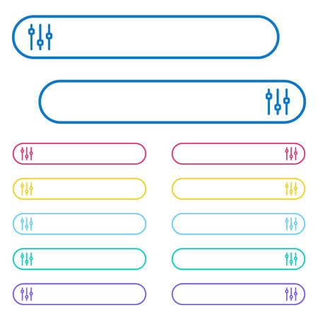 Vertical adjustment icons in rounded color menu buttons. Left and right side icon variations.の ...