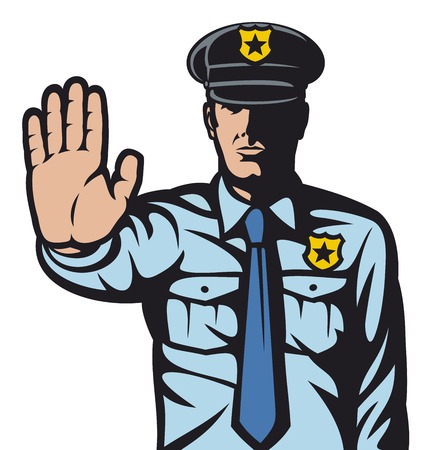 Vector of police man gesturing stop sign - ID:1-39880987 - Royalty Free ...
